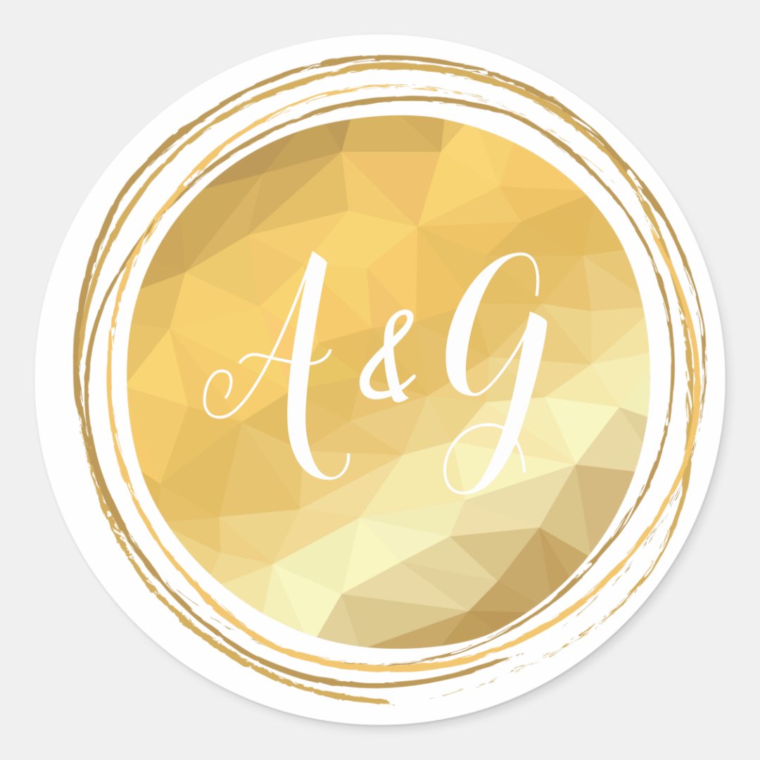 Round golden initial letter metallic sticker. classic round sticker ...