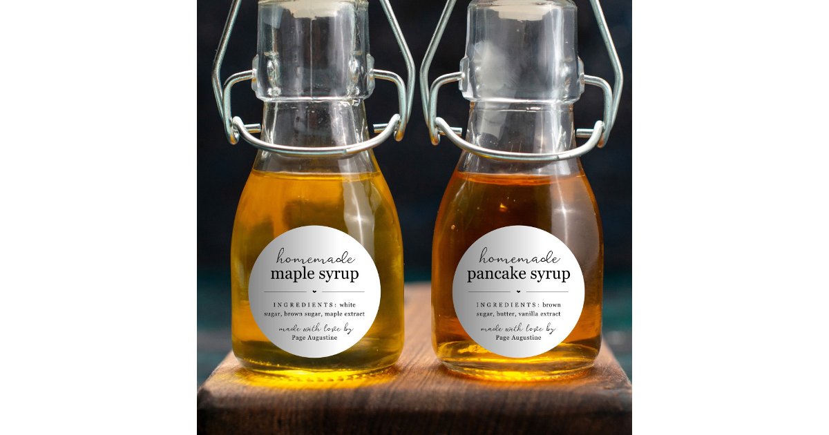 Round Homemade Syrup Gift Label Sticker | Zazzle
