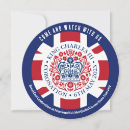 Round KING CHARLES III CORONATION Watch Party Invitation | Zazzle