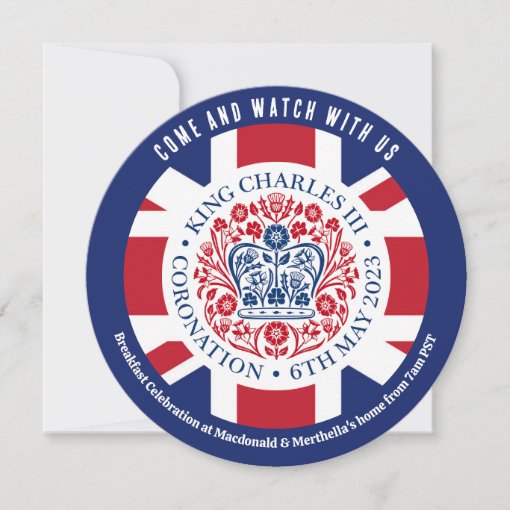 Round KING CHARLES III CORONATION Watch Party Invitation | Zazzle