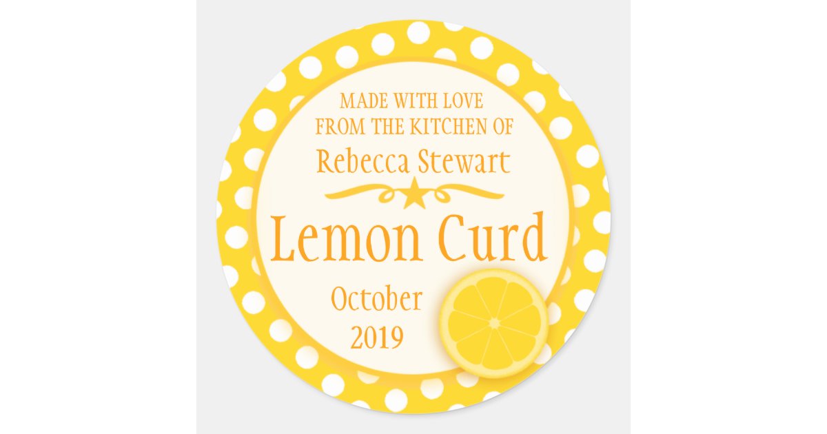 Round lemon curd baking label stickers | Zazzle