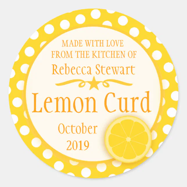 Round lemon curd baking label stickers | Zazzle