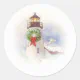 Round Lighthouse Christmas Sticker | Zazzle