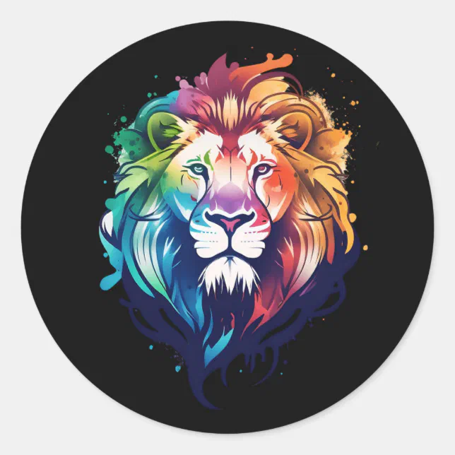 Round Lion sticker | Zazzle