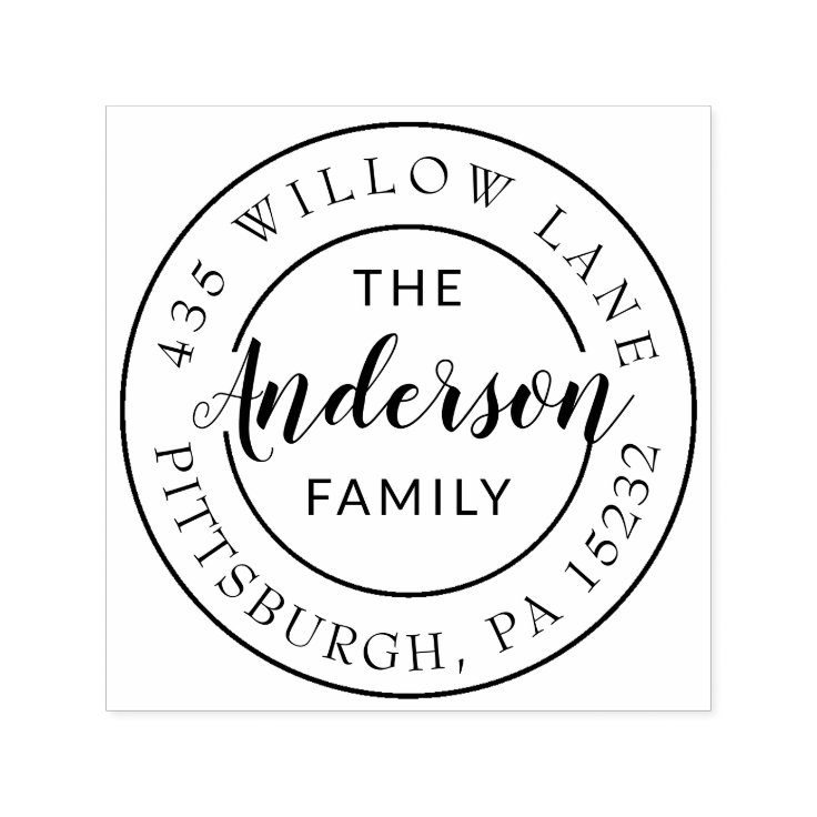 Round logo family name self inking stamp | Zazzle