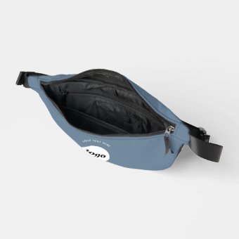 Round Logo Text Promotional Business Blue Gray Fanny Pack | Zazzle