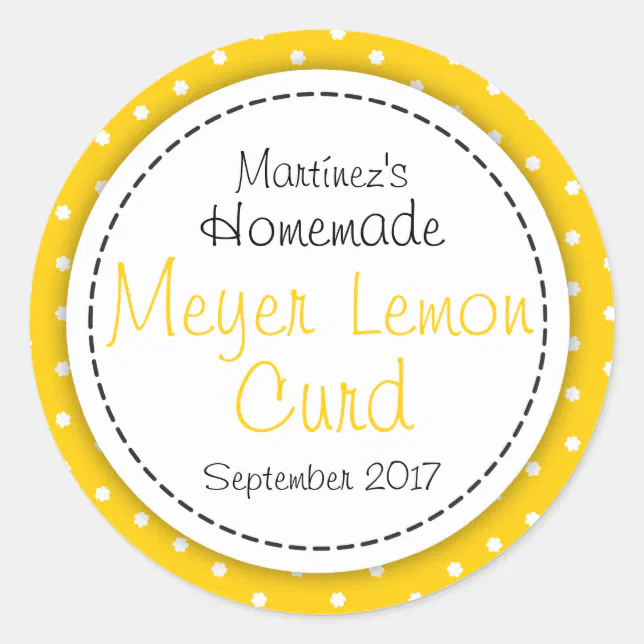 Round Meyer Lemon Curd jam jar food label | Zazzle
