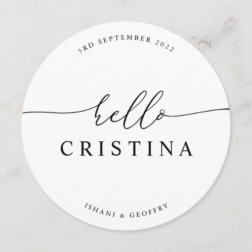 Round Minimalist Wedding Guest Place Card and Menu | Zazzle