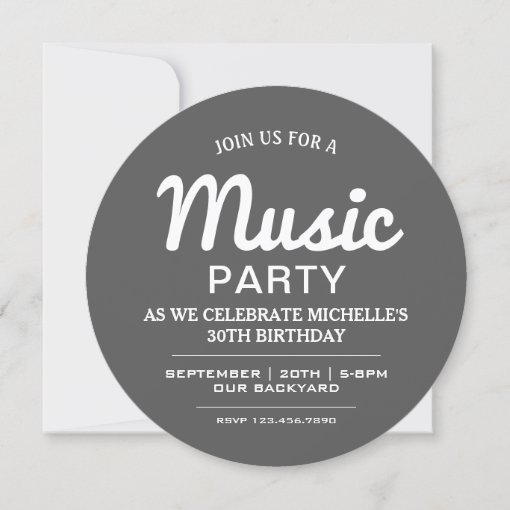 Round Music Speaker Birthday Party Invitation | Zazzle
