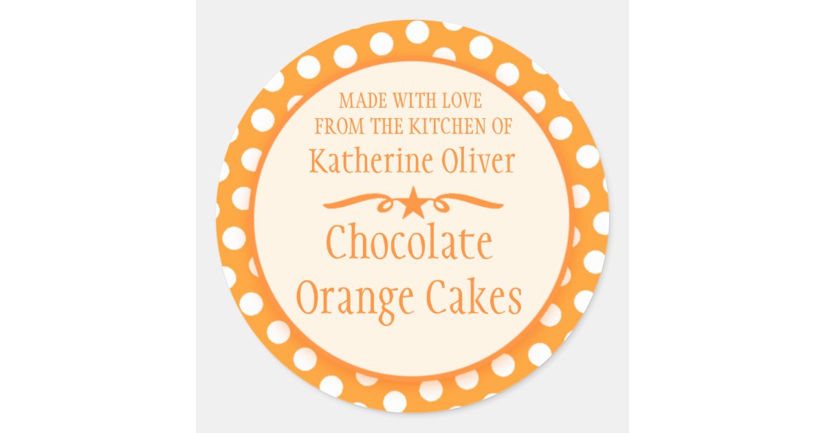 Round orange cookie exchange baking gift stickers | Zazzle