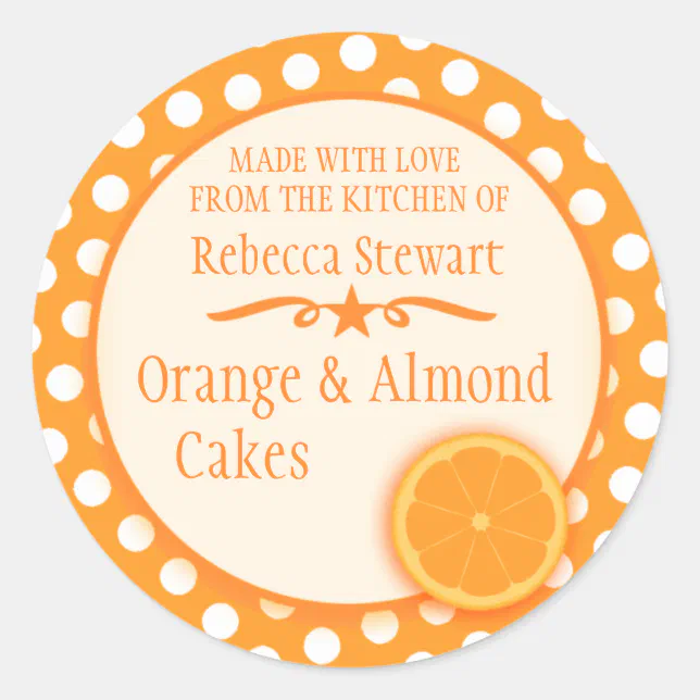 Round orange cookie exchange baking gift stickers | Zazzle