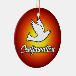 Round Ornament, Confirmation, Dove, Red, Religious Ceramic Ornament ...
