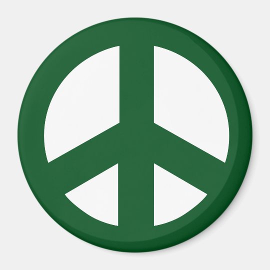 Round Peace Sign Magnet, Green on White Magnet | Zazzle.com