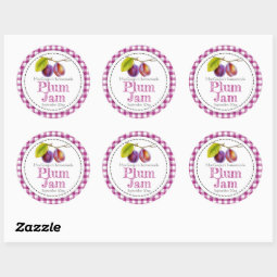 Round plum preserve or jam jar food label | Zazzle