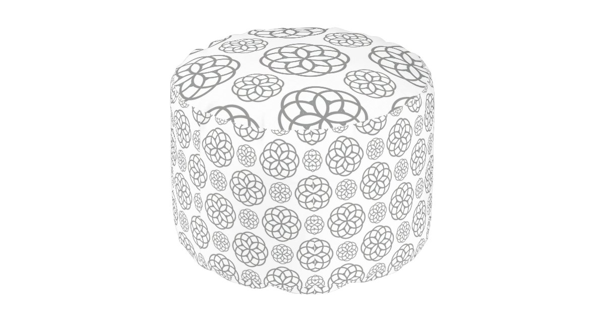 Round Pouf Gray Circles Circular | Zazzle