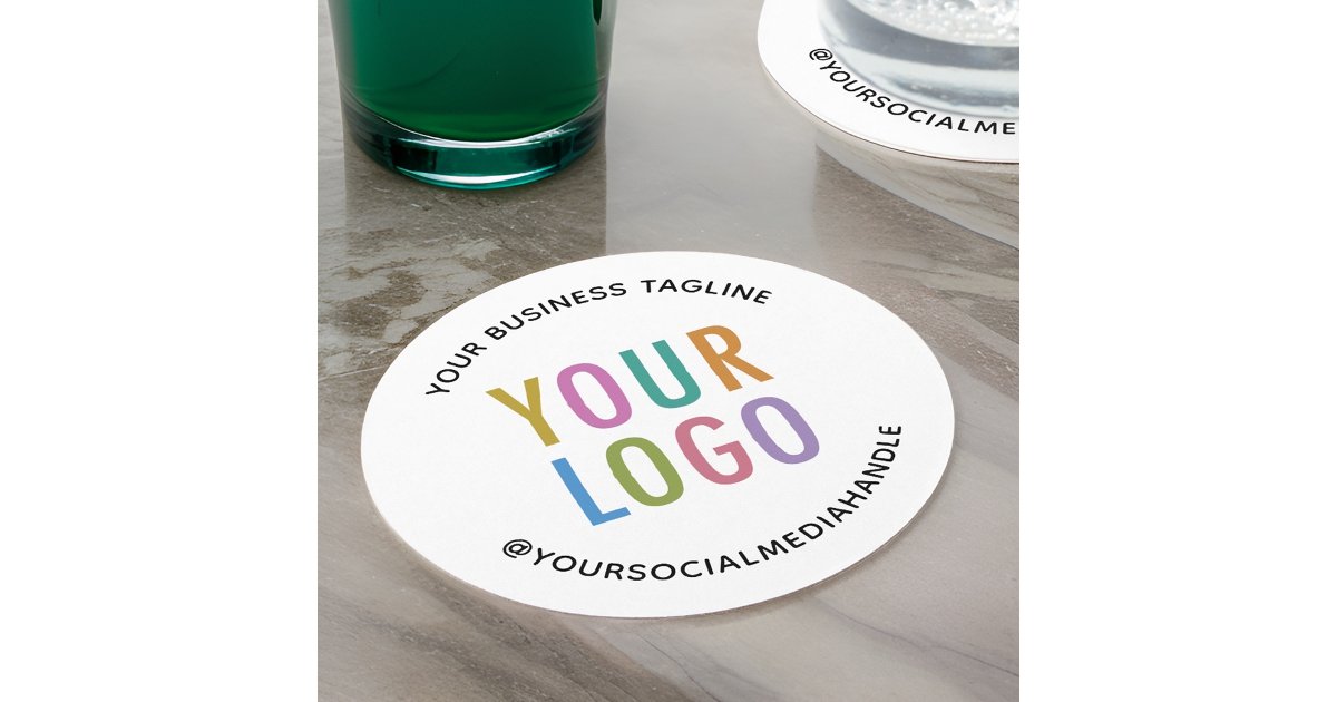 Round Pulpboard Paper Coasters Custom Logo Branded | Zazzle