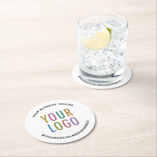 Round Pulpboard Paper Coasters Custom Logo Branded | Zazzle