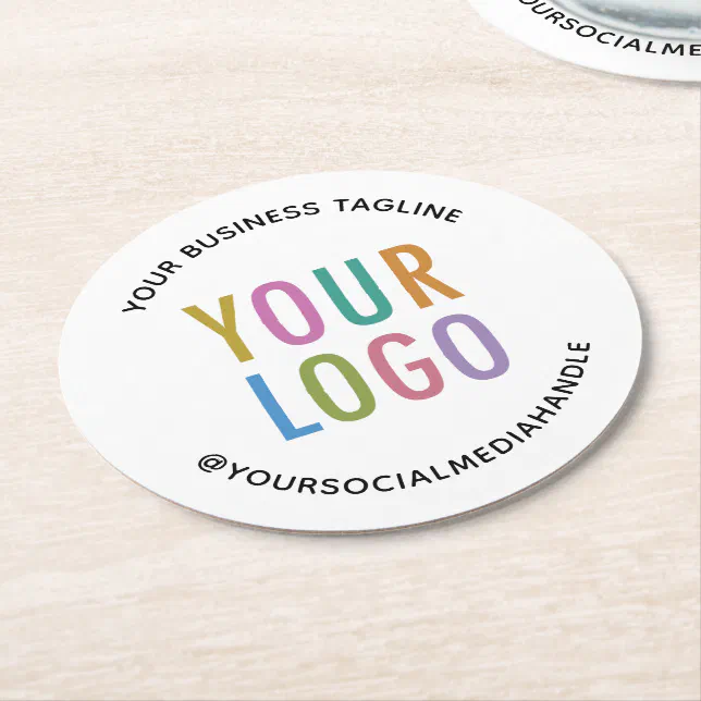 Round Pulpboard Paper Coasters Custom Logo Branded | Zazzle