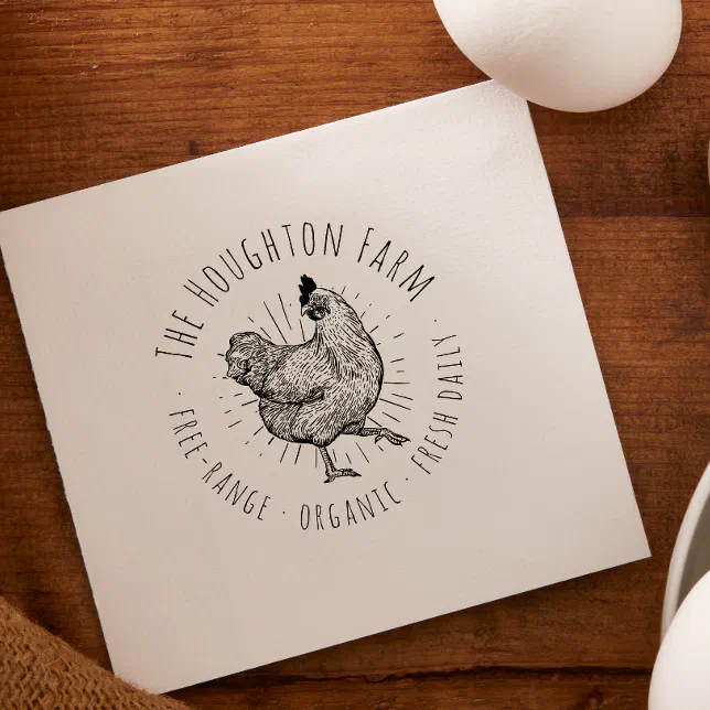 Round Rustic Organic Family Farm Fresh Eggs Self-inking Stamp | Zazzle