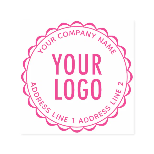 Round Self-Inking Return Address Stamp with Logo | Zazzle