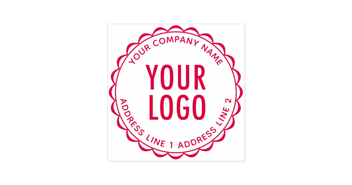 Round Self-Inking Return Address Stamp with Logo | Zazzle