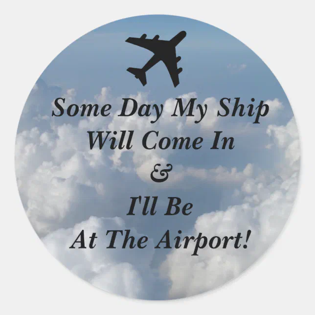 Round Ship Airport Classic Round Sticker | Zazzle