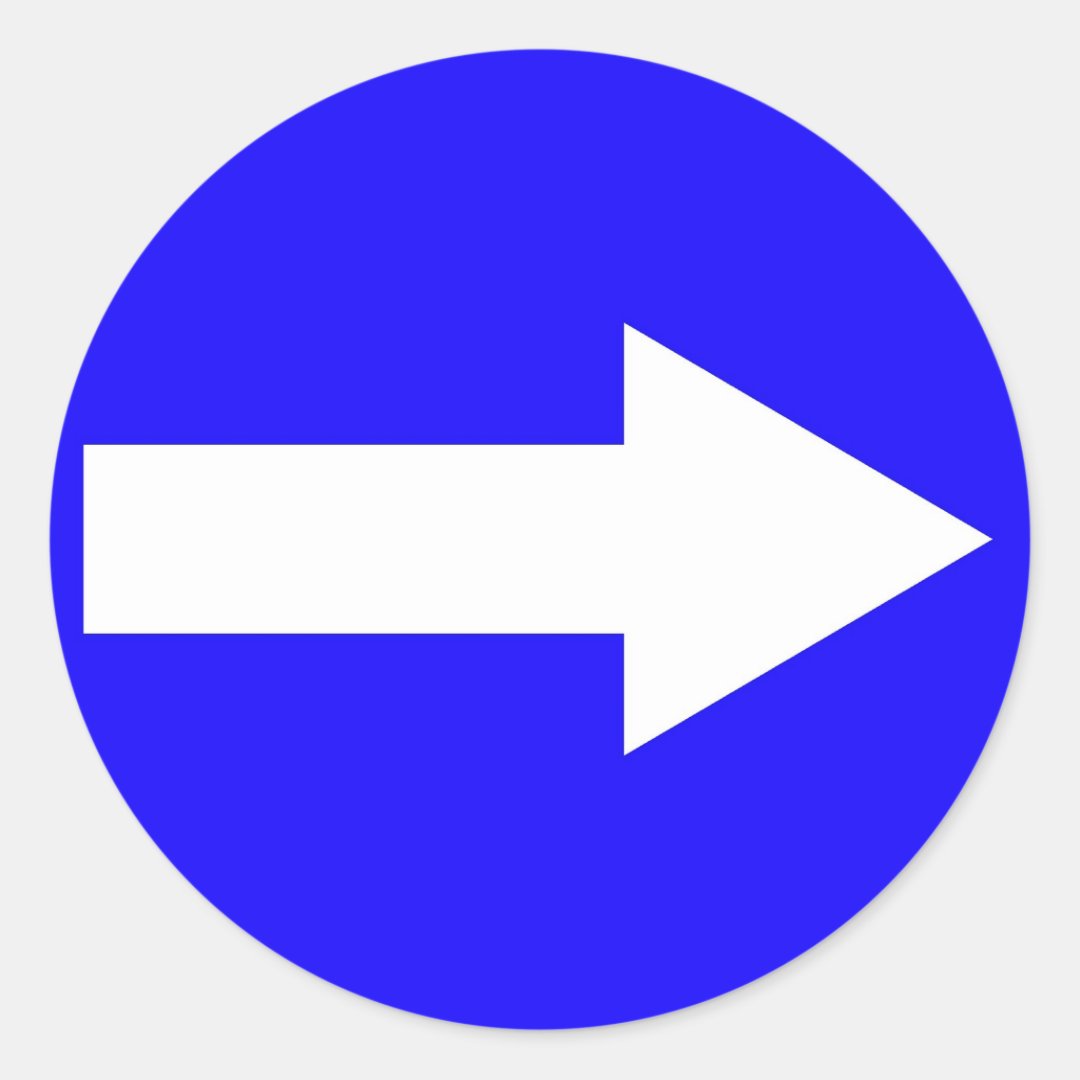 Round sticker with arrow on right | Zazzle