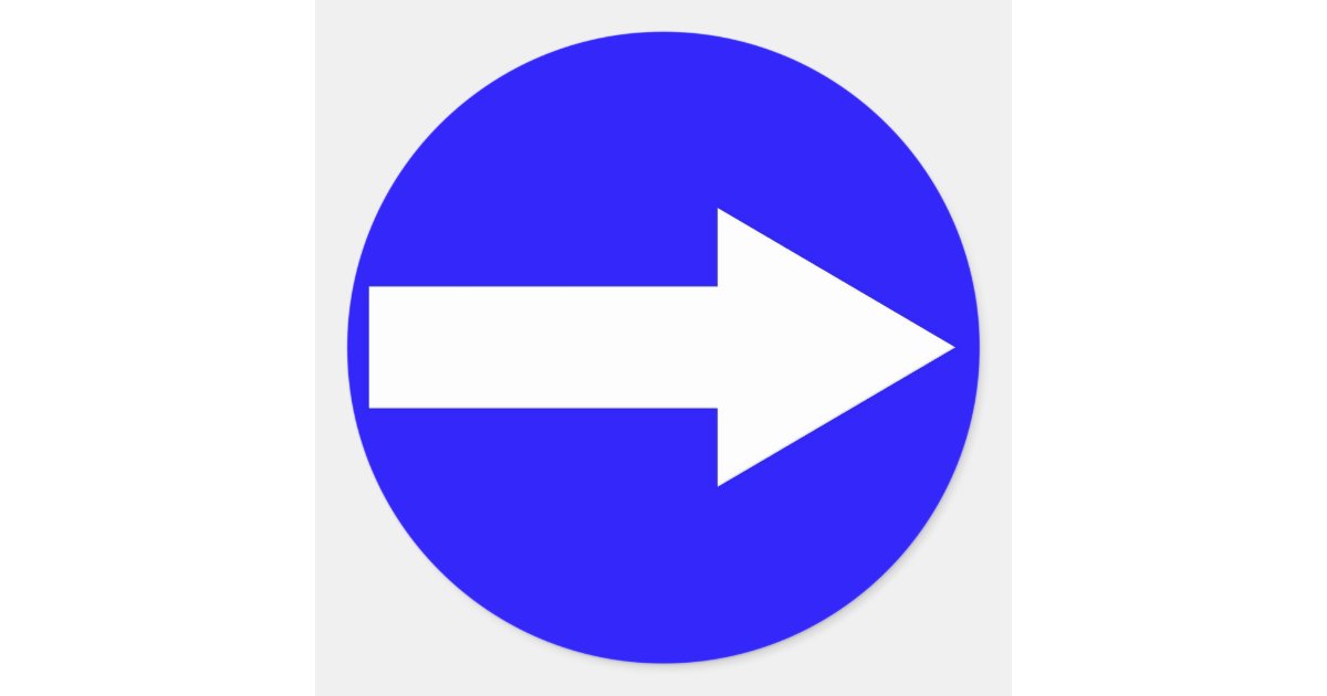 Round sticker with arrow on right | Zazzle