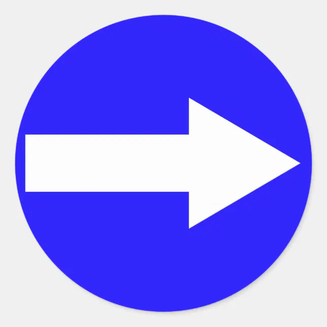 Round sticker with arrow on right | Zazzle