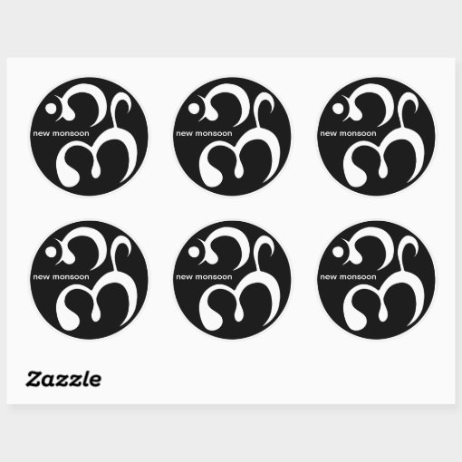 Round Stickers 3" Sheet of 6 New Monsoon Logo | Zazzle