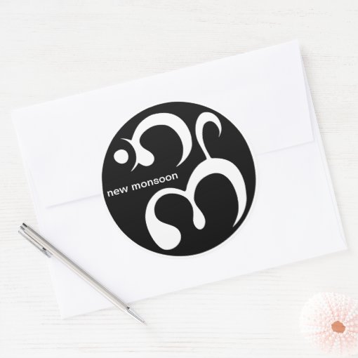 Round Stickers 3" Sheet of 6 New Monsoon Logo | Zazzle