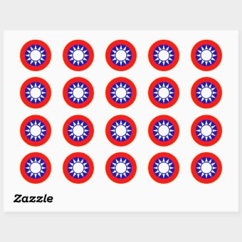 Round Taiwan flag sticker | Zazzle