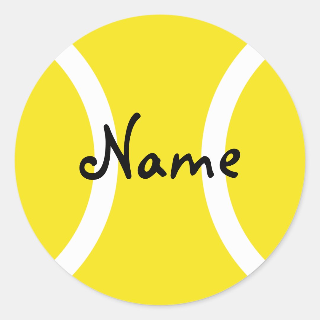Round tennis ball sticker with customizable text | Zazzle