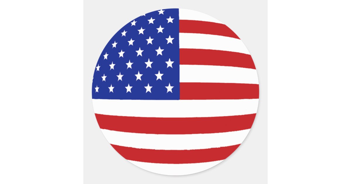 ROUND US FLAG CLASSIC ROUND STICKER | Zazzle