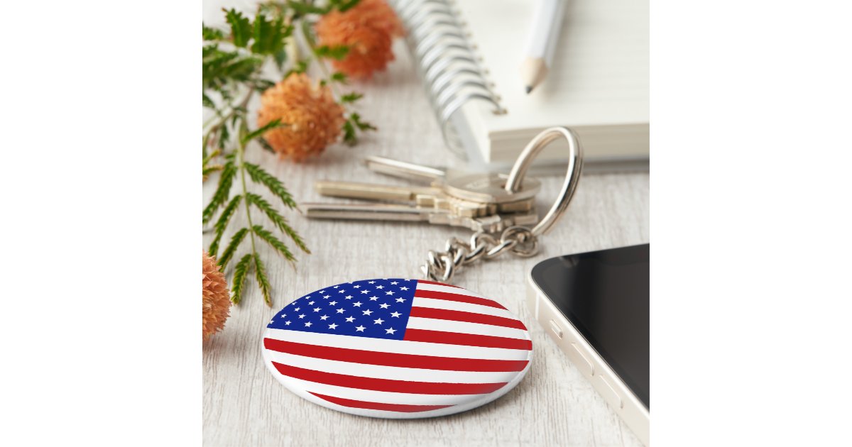 ROUND US FLAG KEYCHAIN | Zazzle