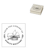 Round Vintage Books Custom From The Library Of Rubber Stamp | Zazzle
