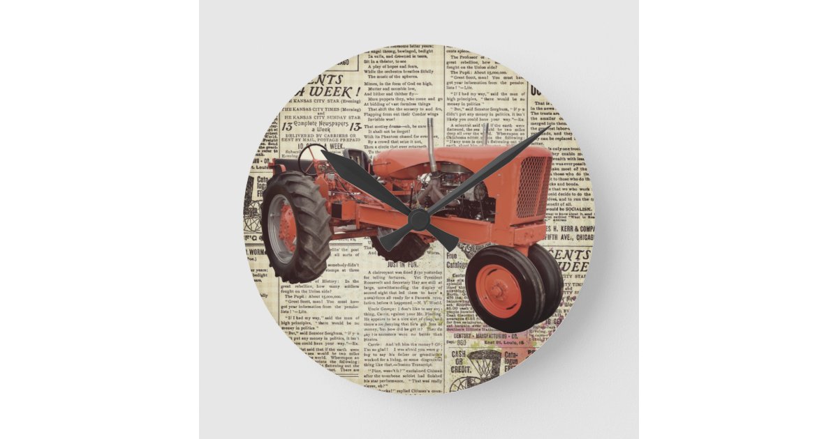 Round Wall Tractor Clock | Zazzle