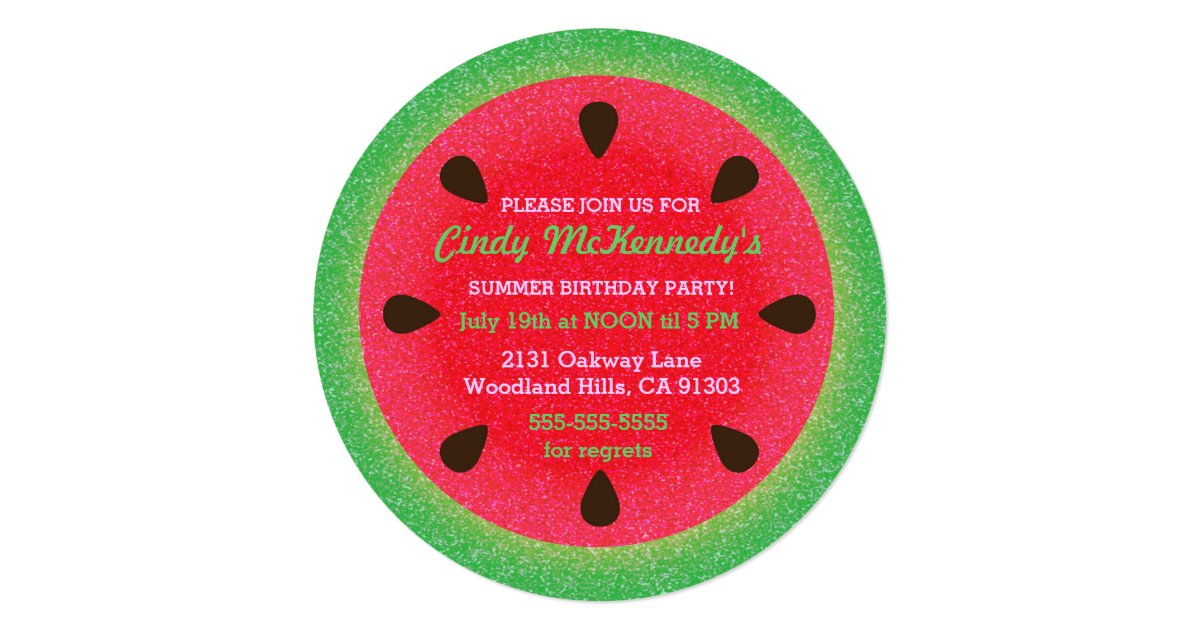 Round Watermelon Party Invitations | Zazzle.com