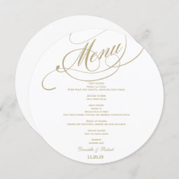 Round Wedding Dinner Menu Card For Plate | Zazzle