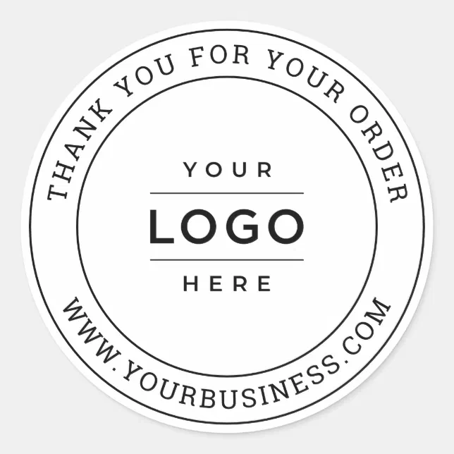 Round White Custom Business Logo Branded Classic Round Sticker | Zazzle