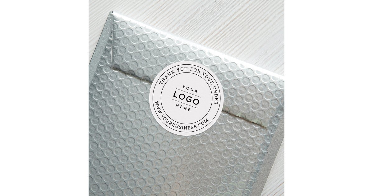 Round White Custom Business Logo Branded Classic Round Sticker | Zazzle