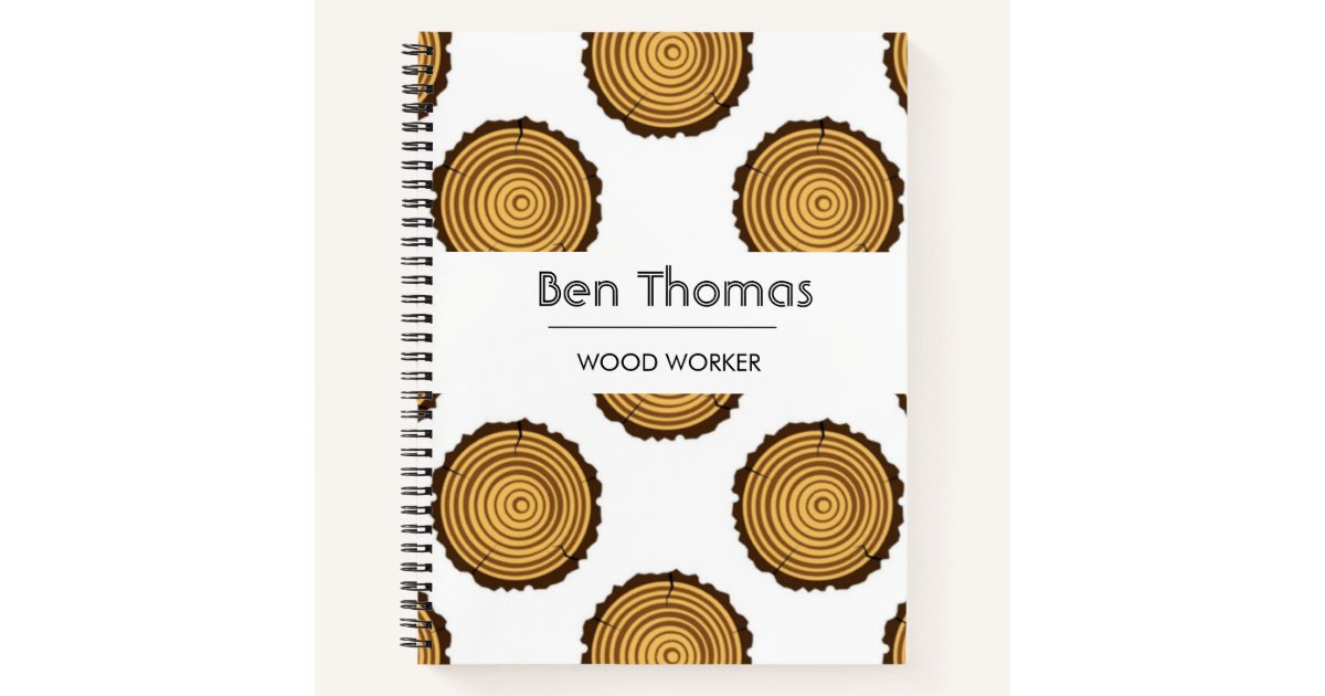 Round wood pattern white notebook | Zazzle