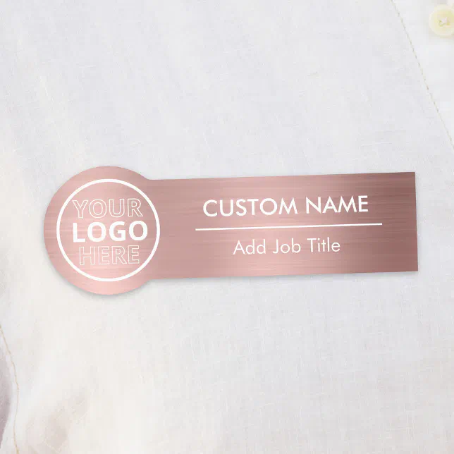 Rounded Brushed Metallic Rose Gold Employee Name Tag | Zazzle