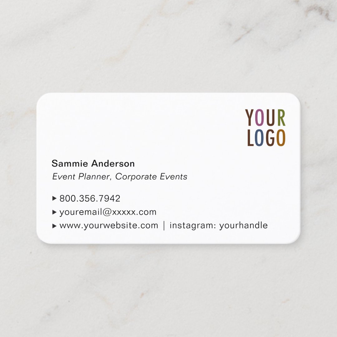 Rounded Corner Business Cards with Logo & Photo | Zazzle