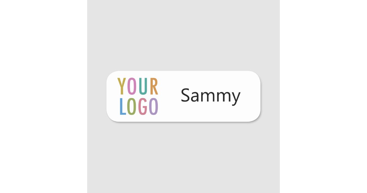 Rounded Corners Name Tag Custom Business Logo | Zazzle