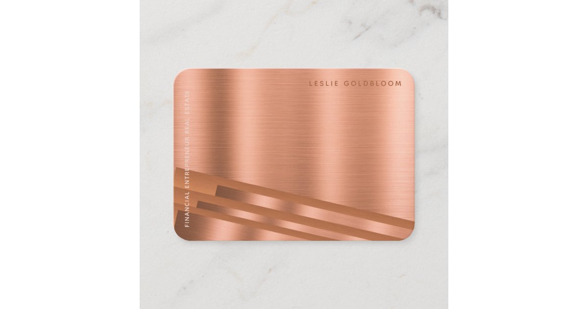 ROUNDED CORNERS THICK CARD COPPER METALLIC LOOK | Zazzle