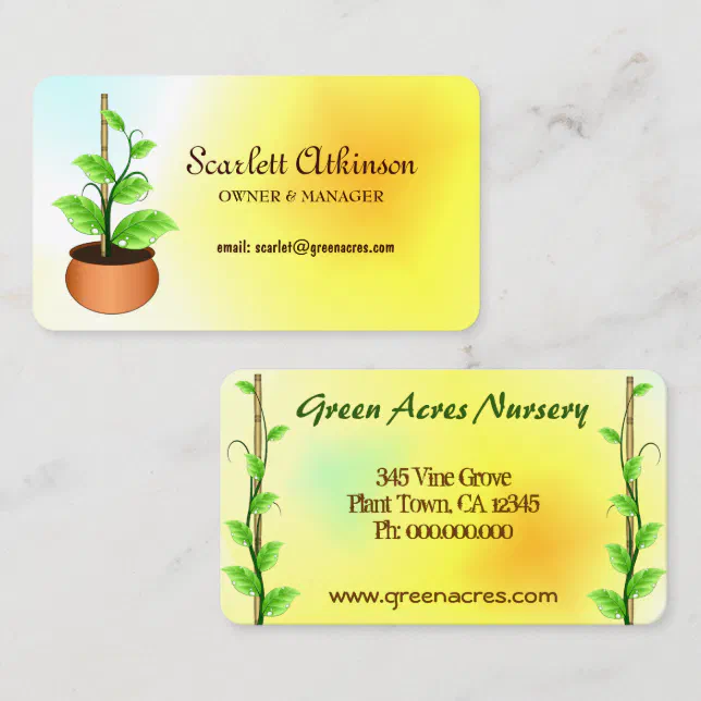 Rounded Plant Nursery Business Cards Template | Zazzle