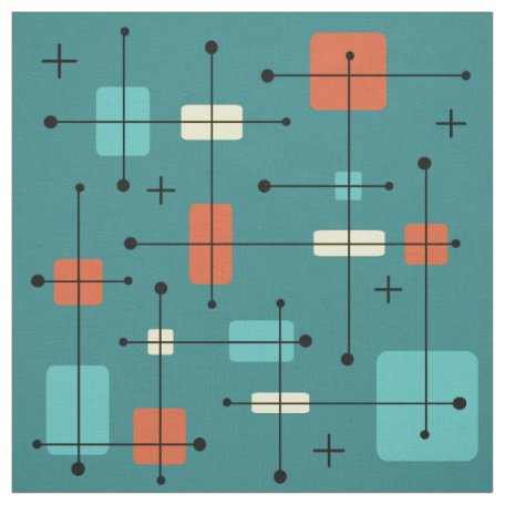 Midcentury MCM Rounded Rectangles Fabric | Zazzle