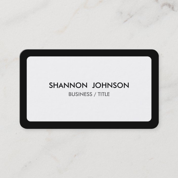 Rounded White and Black Border Minimal Business Card | Zazzle.com