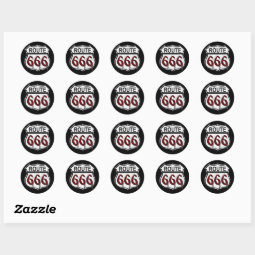Route 666 classic round sticker | Zazzle
